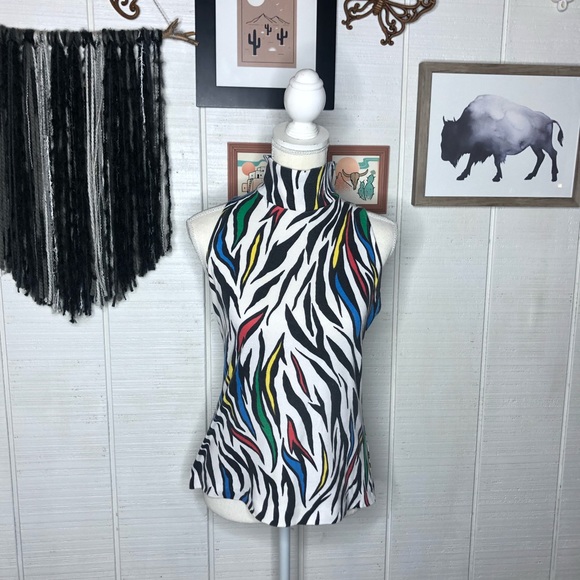 Avon | Tops | Vintage Avon 8s Colorful Zebra Striped Tank Top With ...